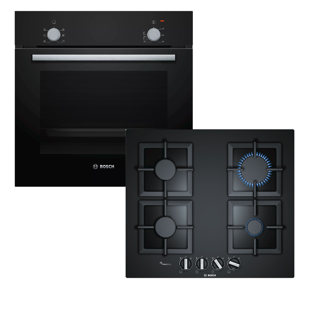 BOSCH 60CM GAS HOB & ELECTRIC OVEN COMBO - PPP6A6B20Z & HBF010BA0Z ...