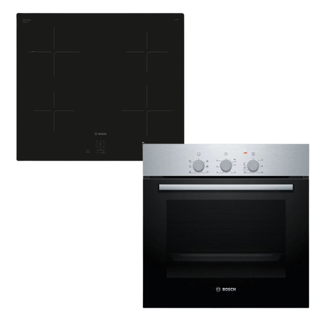 BOSCH 60CM BUILT IN OVEN & INDUCTION HOB COMBO HBF011BR2Z + PUG61KAA5E ...